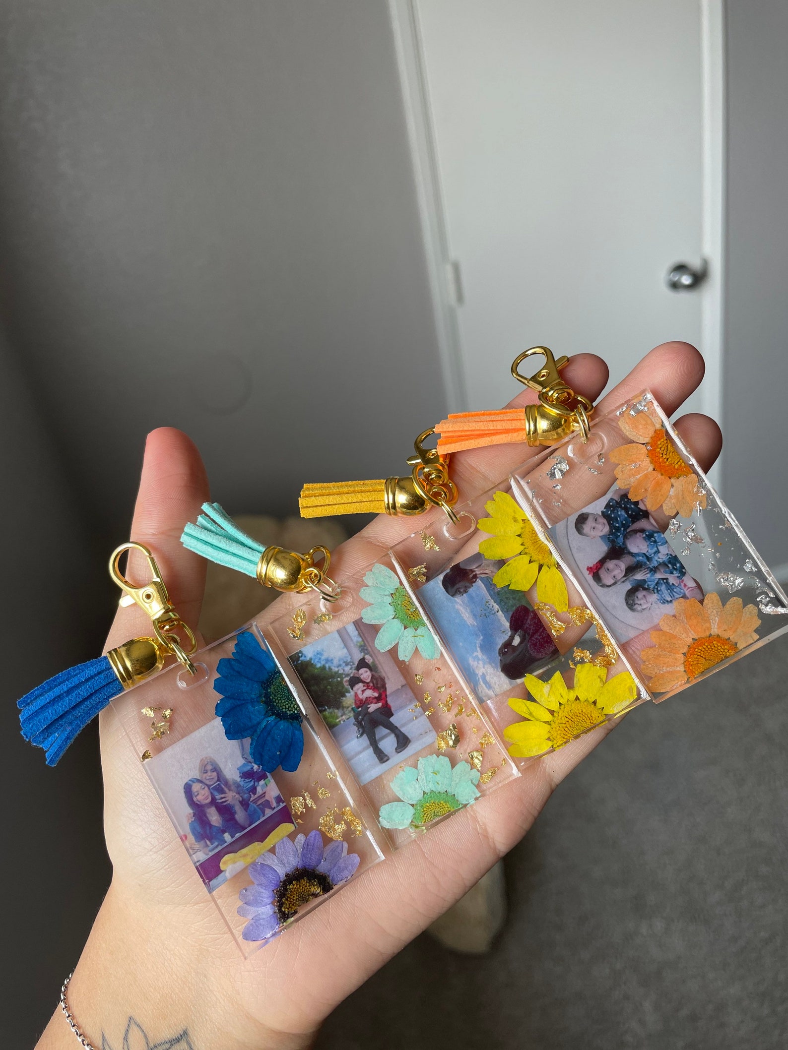 Rectangle Customizable Photo Resin Flower Personalized - Etsy