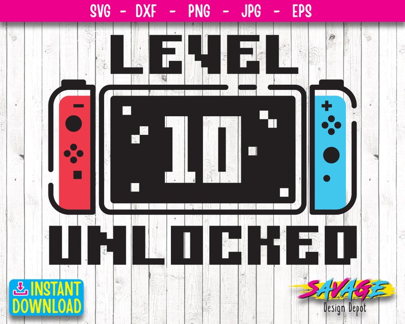 Level 10 Unlocked SVG 10th Birthday Boy Ten Years Old - Etsy