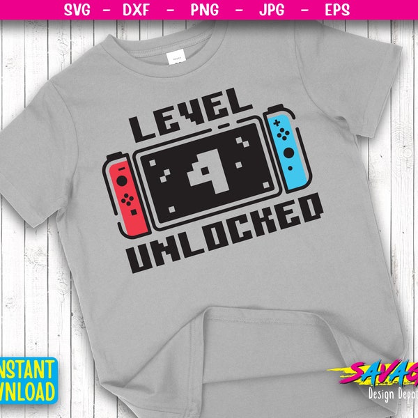 Level 4 Unlocked Birthday Svg - Etsy