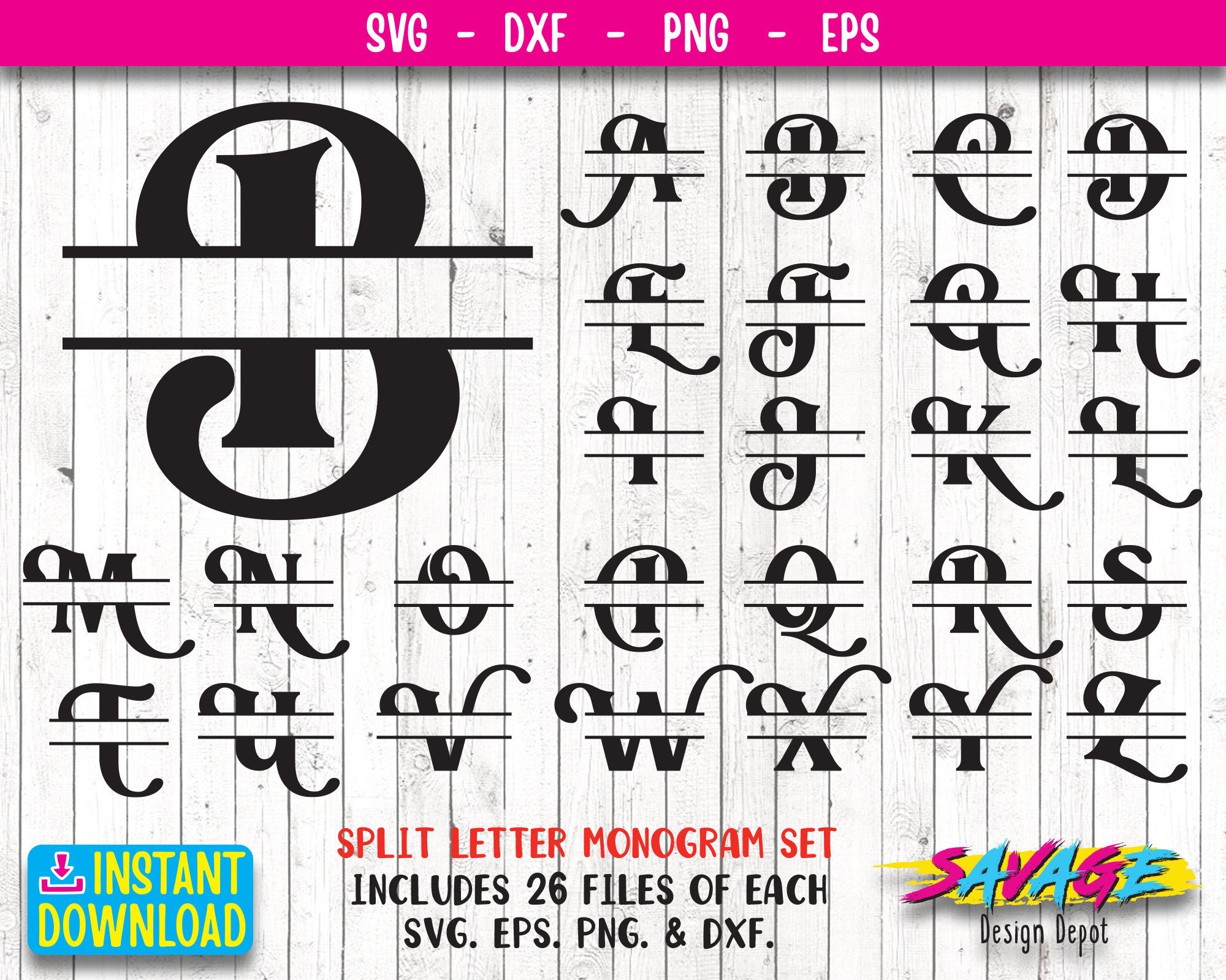 Split Monogram Font SVG V2 Split Letters Alphabet Eps - Etsy Canada