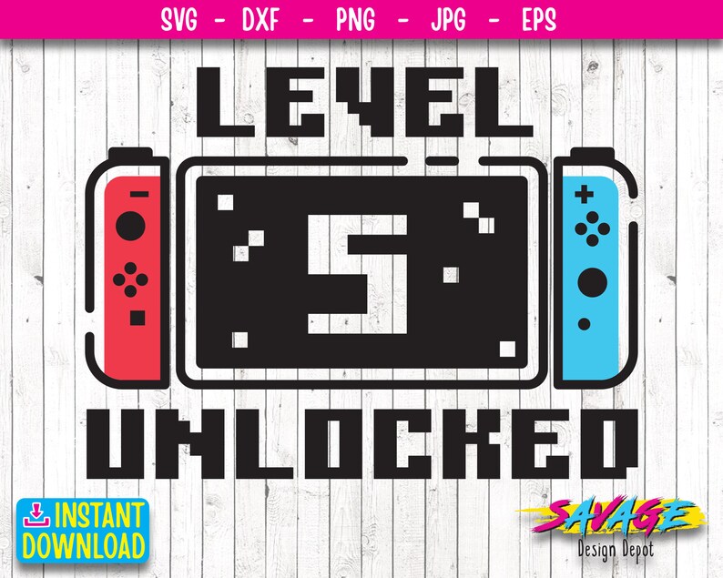 Level 5 Unlocked SVG 5th Birthday Boy Five Years Old Gamer - Etsy