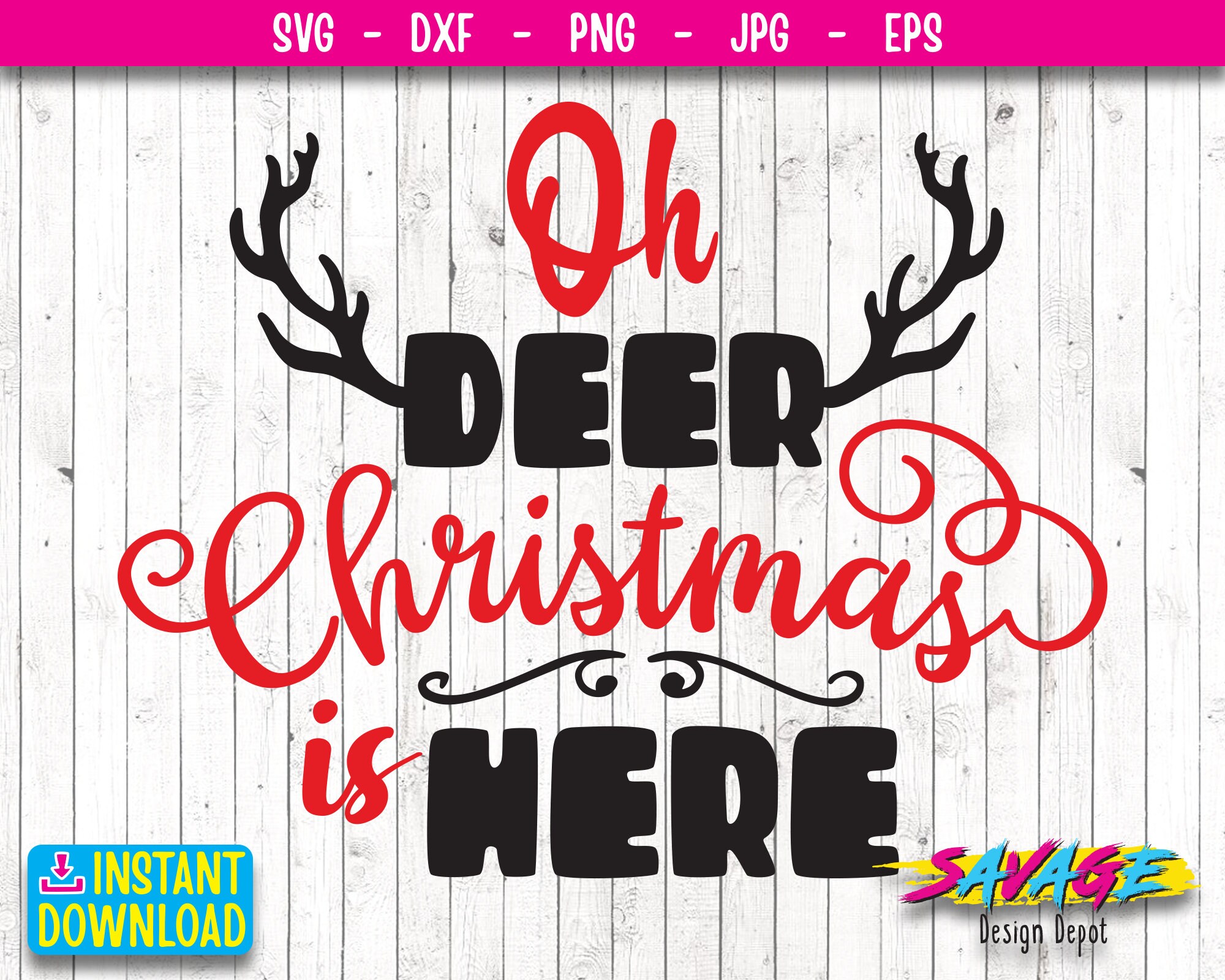 Christmas Svg Quote Holiday Svg Oh Deer Christmas is Here | Etsy