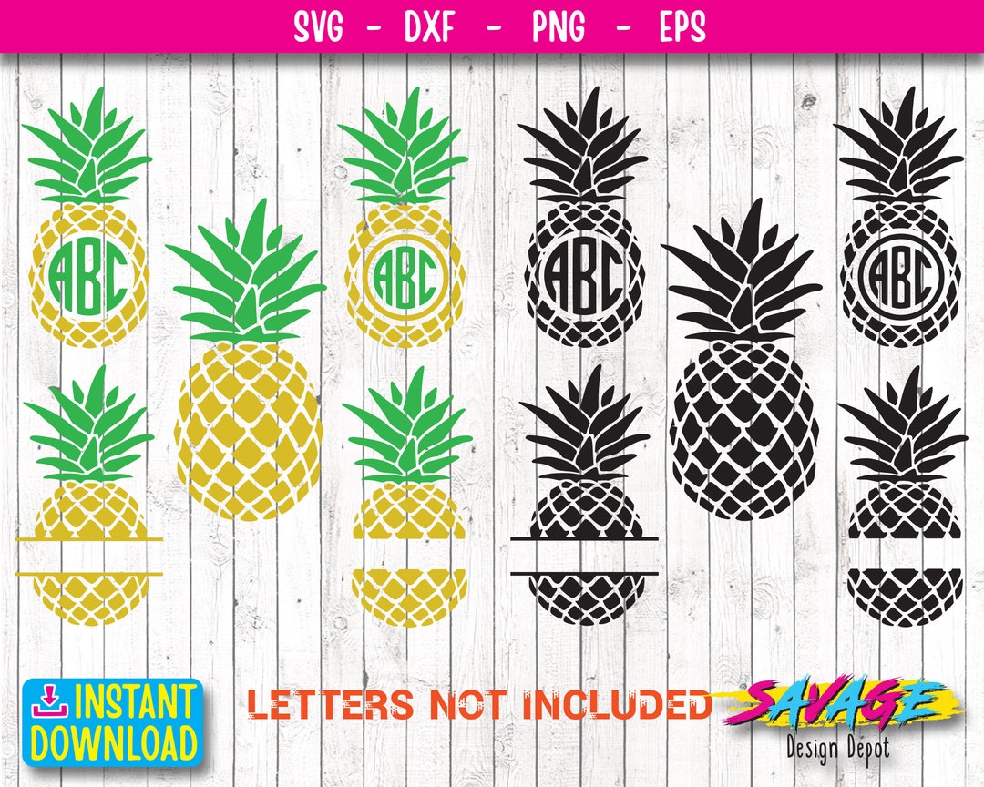 Pineapple SVG Pineapple Split Monogram SVG Files Pineapple Monogram ...