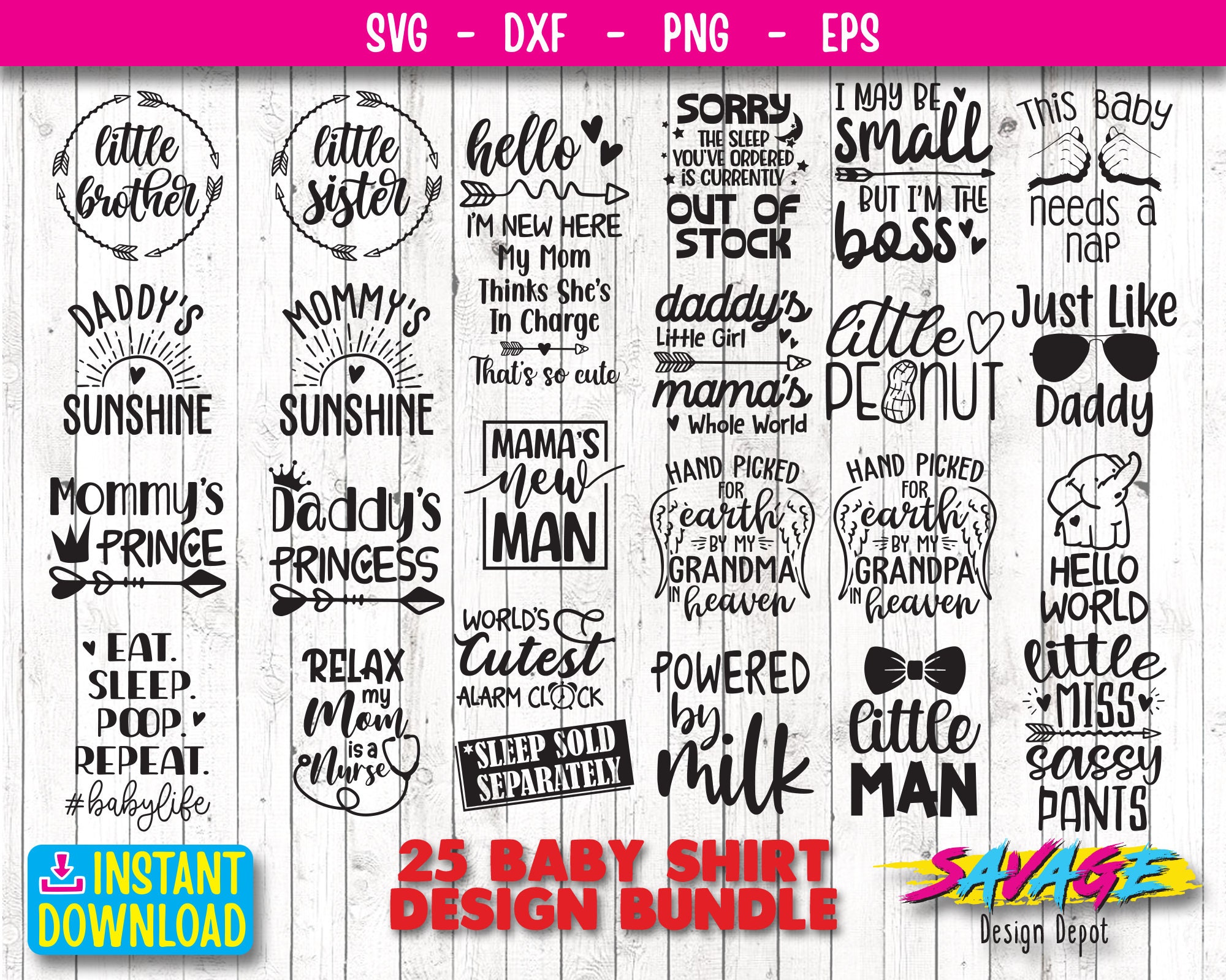 25 Baby Shirt Design Bundle svg Baby Shirt SVG Funny Baby | Etsy