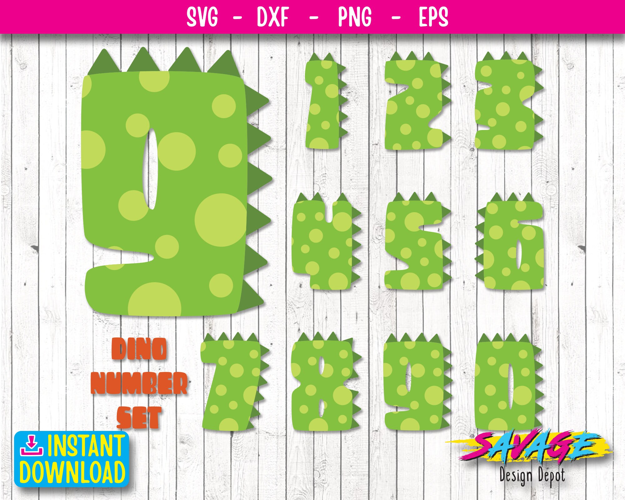 Dinosaur Birthday Number Set SVG Birthday Card Numbers Svg | Etsy