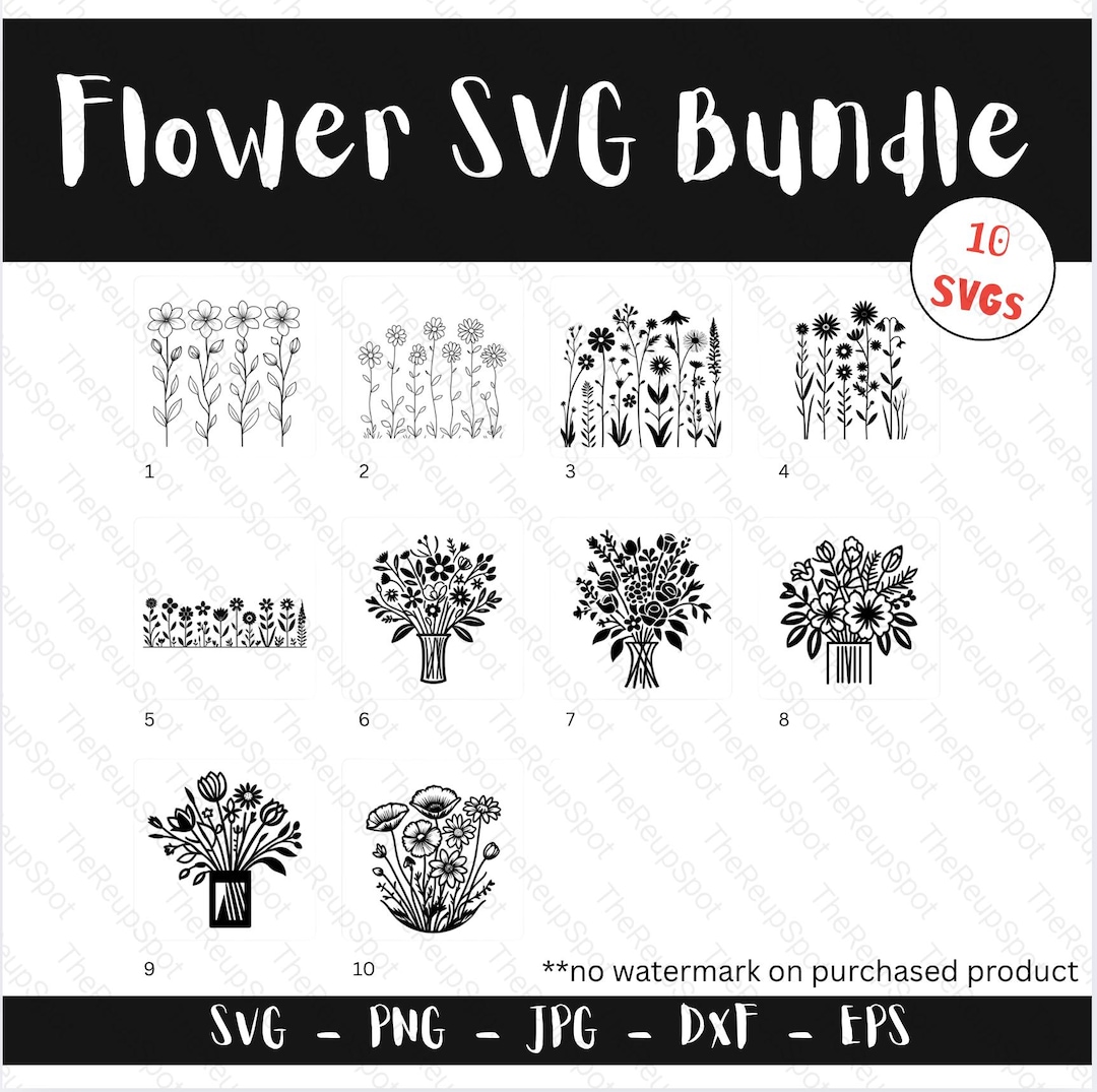Floral SVG Bundle | 10 Flower Cut Files for Cricut & Silhouette ...