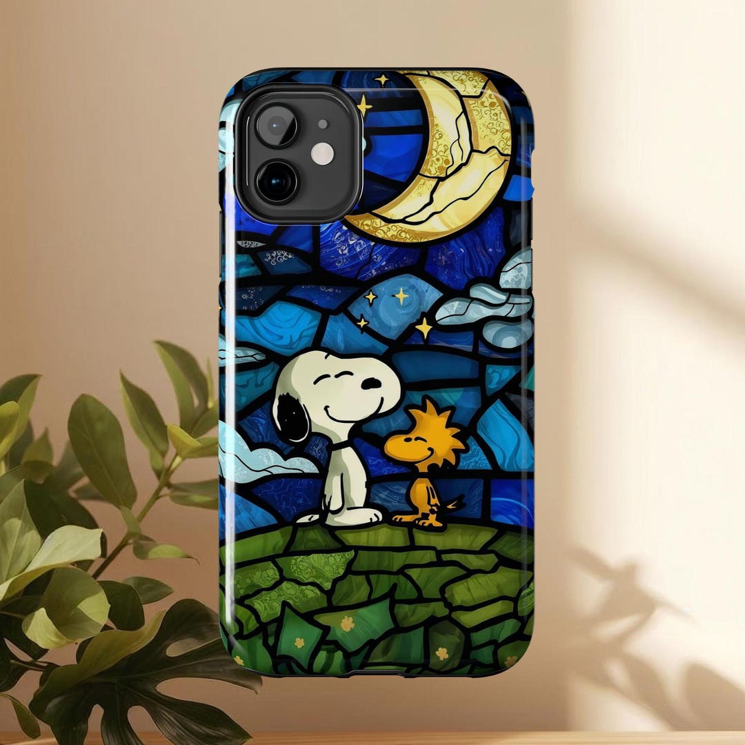 Snoopy and Woodstock Stained Glass Phone Case | Tough Phone Cover - Etsy