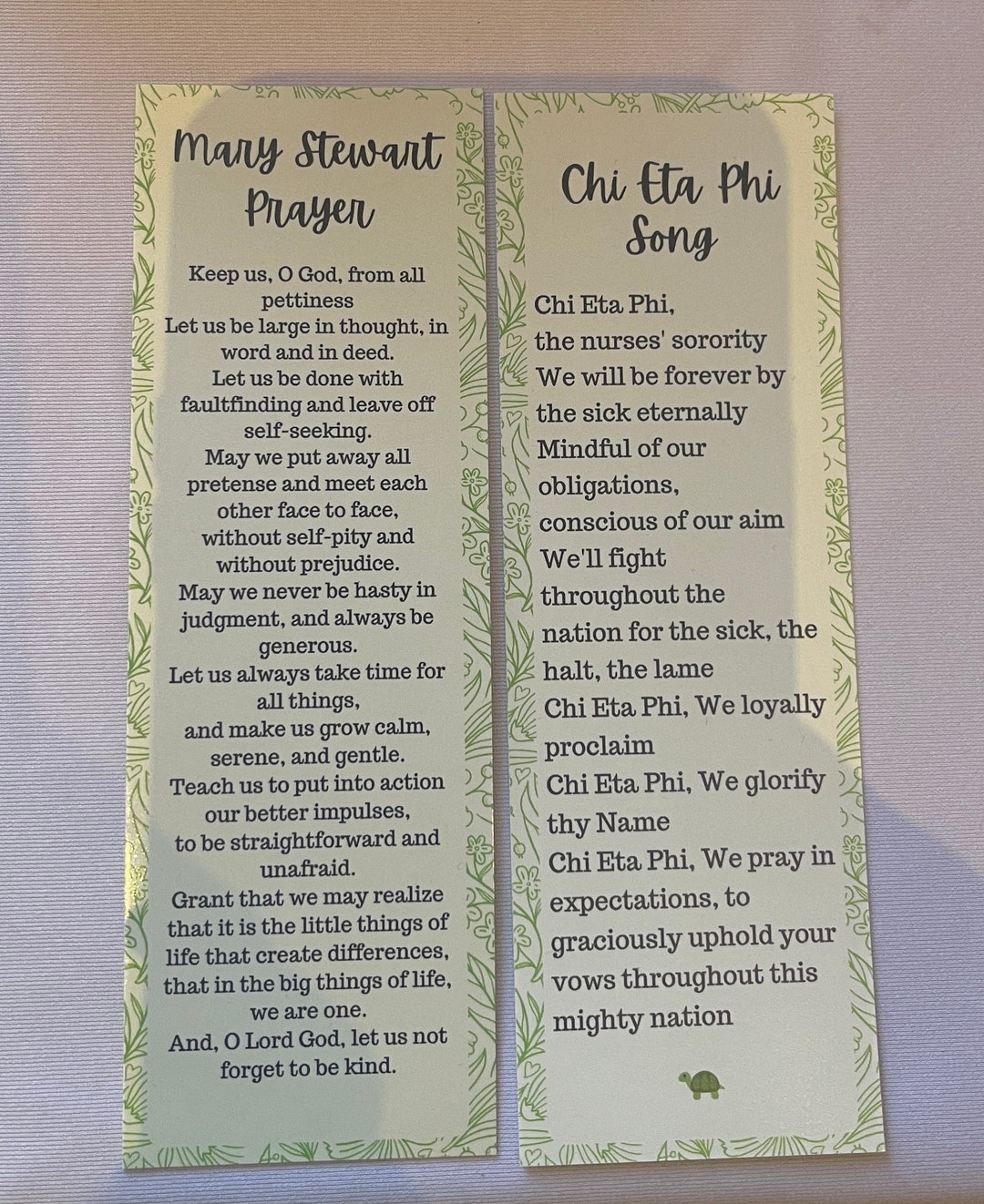 Chi Eta Phi Song & Mary Stewart Prayer Bookmark | Chi Eta Phi Sorority ...