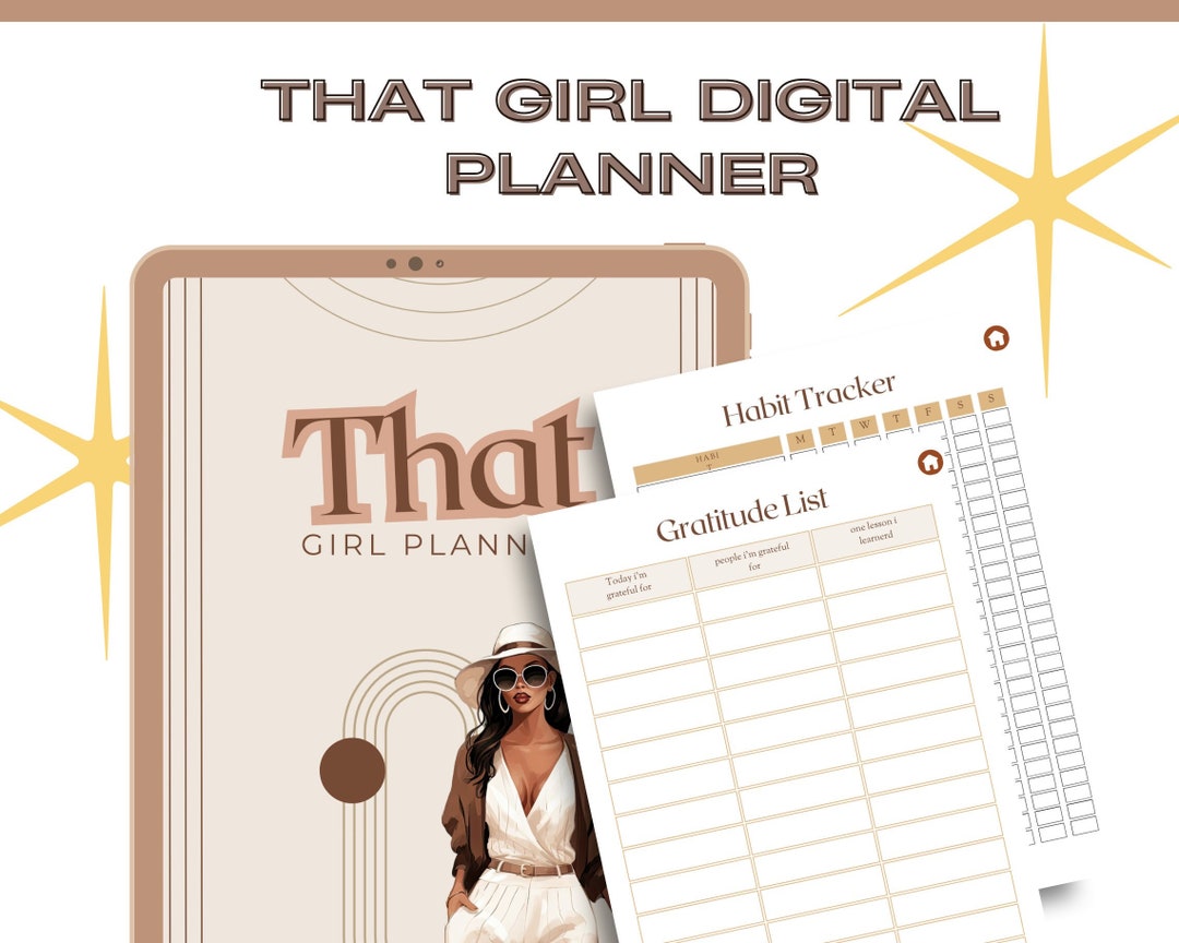 That Girl Digital Planner | 2024 Digital Planner | Self Care Planner ...