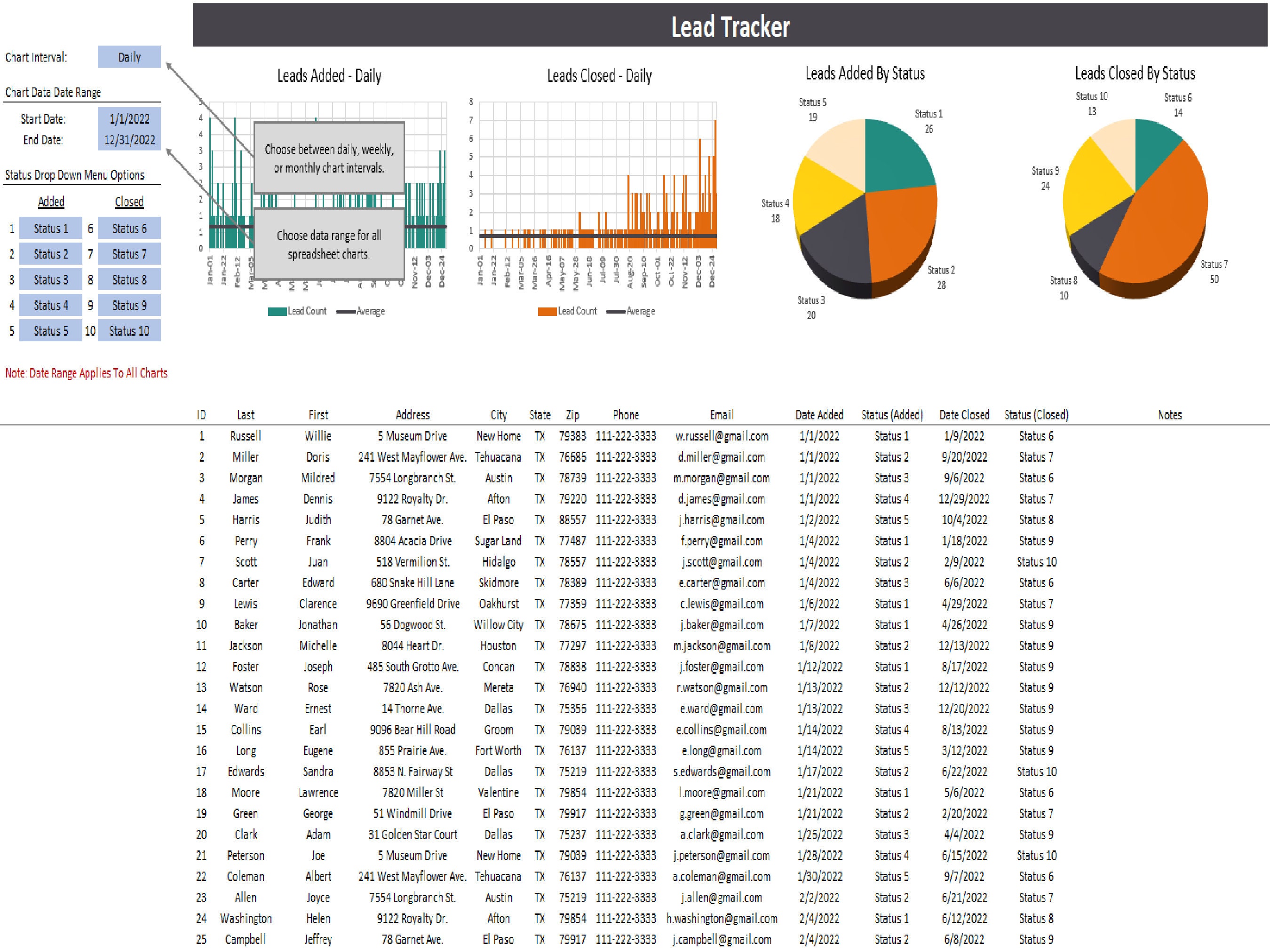 Lead Tracker (excel Spreadsheet) - Etsy Canada