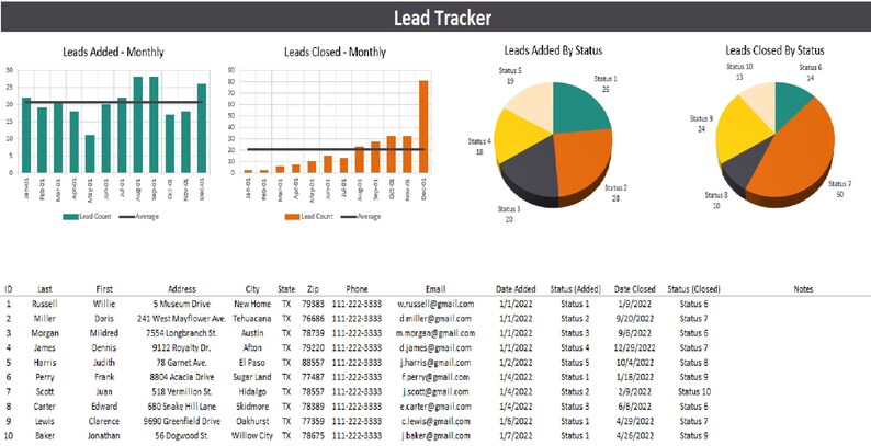 Lead Tracker (excel Spreadsheet) - Etsy Canada