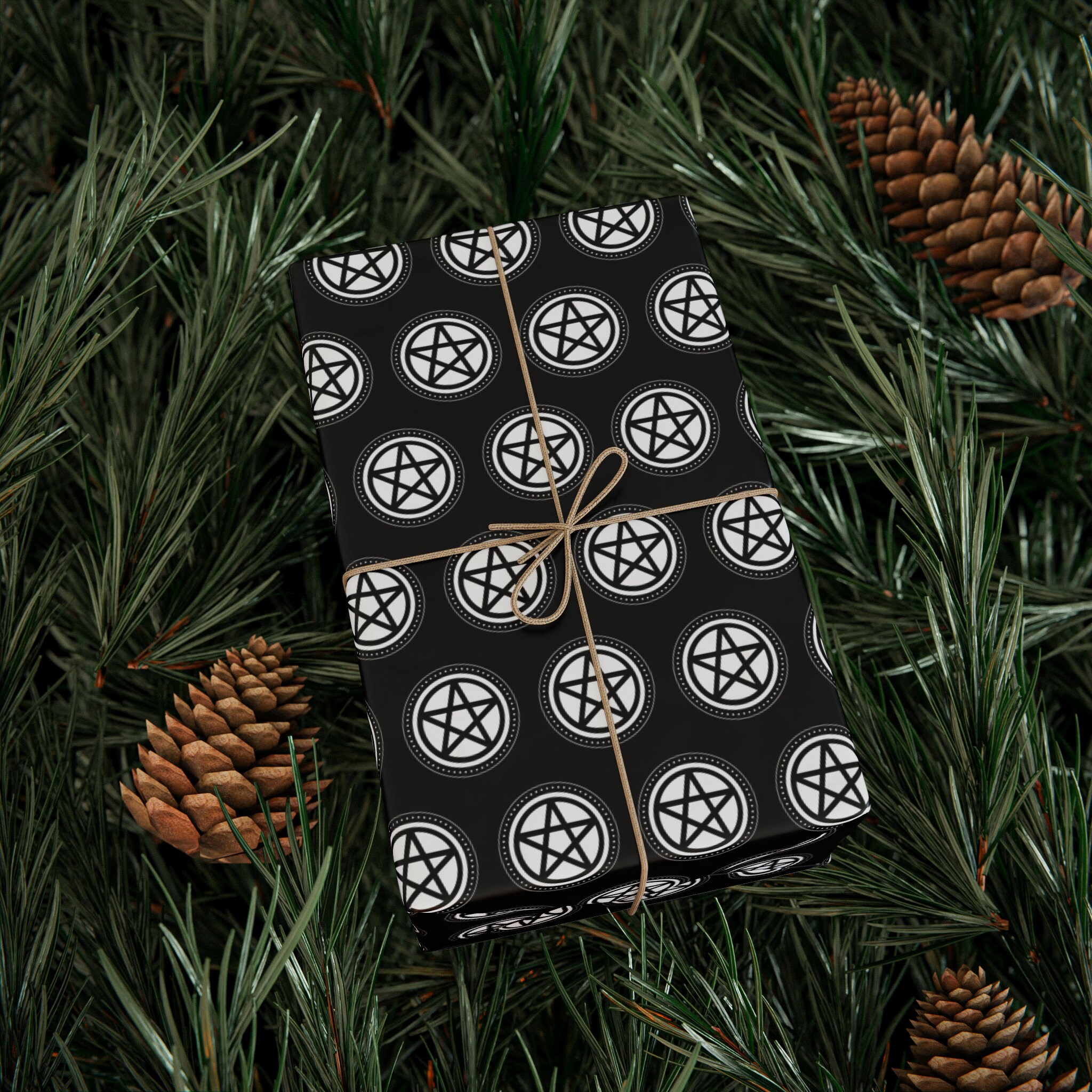 Pentagram Wrapping Paper Gift Wrap, Witchy Dark Cottagecore Goth Pagan ...