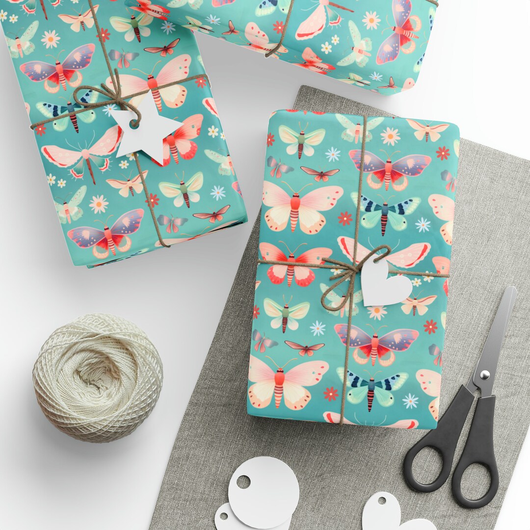 Mystical Moth Wrapping Paper Gift Wrap, Witchy Wrapping Paper, Boho ...