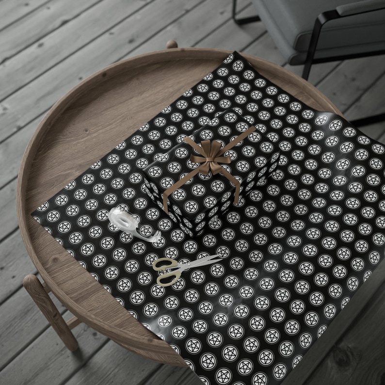 Pentagram Wrapping Paper Gift Wrap, Witchy Dark Cottagecore Goth Pagan ...