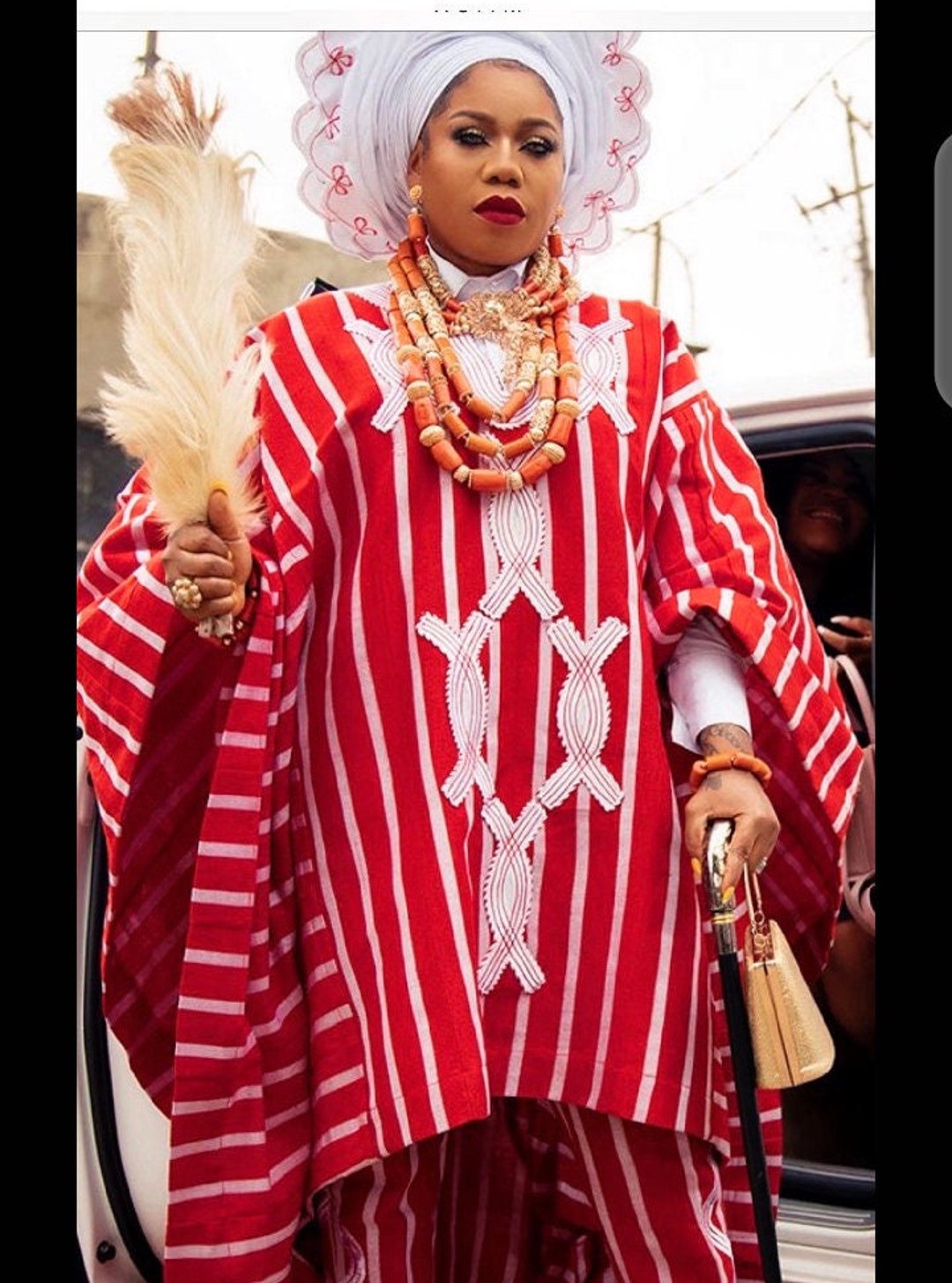 Red and White Stripes African Traditional Clothing/ African Couples ...