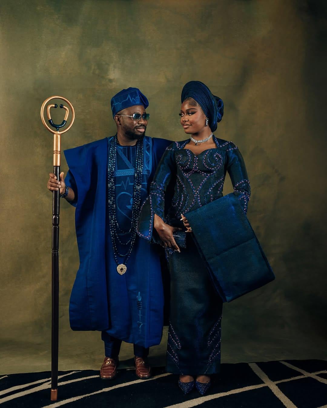 Yoruba Traditional Couple Outfit – Blue Agbada & Gele Set, Nigerian ...