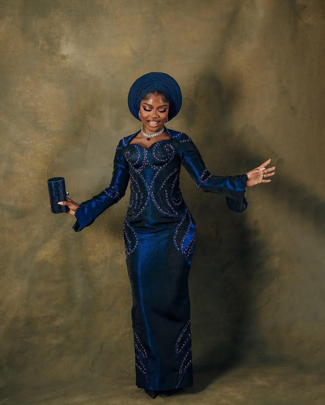 Yoruba Traditional Couple Outfit – Blue Agbada & Gele Set, Nigerian ...