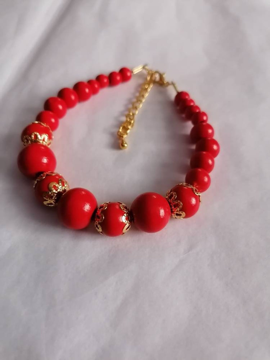 Red Bracelet Red and Gold Bracelet Gold Bracelet Statement - Etsy UK