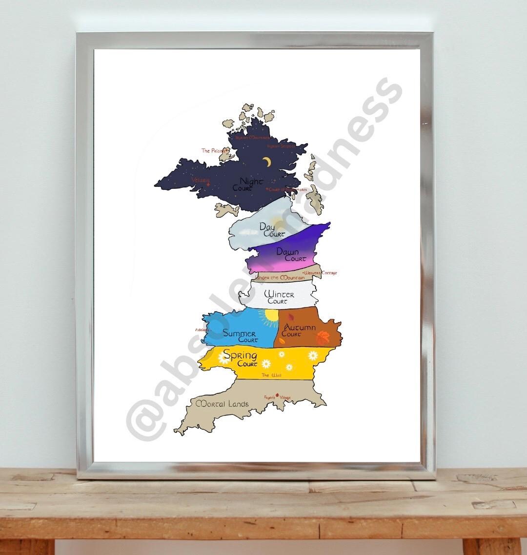 ACOTAR Prythian Map Full Colour - A Court of Thorns and Roses Book ...