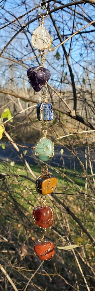7 Chakra Wall/ceiling Hanging Polished Crystalmedium. Suncatcher ...