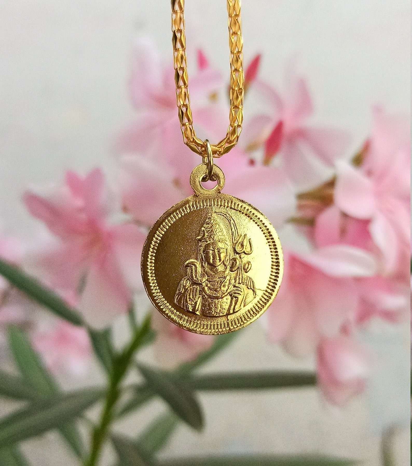 Lord Shiva Pendant Bholenath Golden Pendant Shivlinga | Etsy