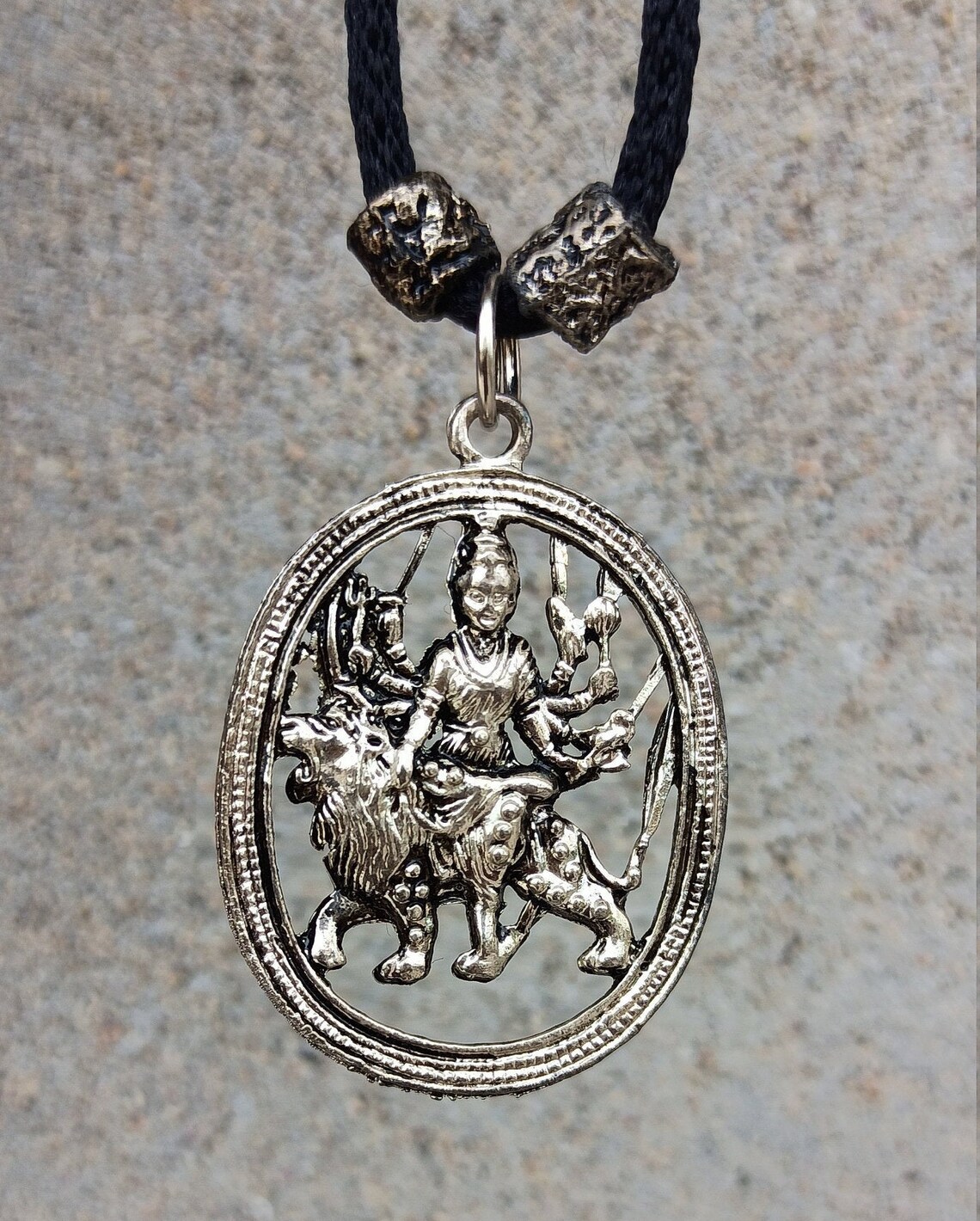 Durga Mata Necklace, Silver Plating Durga Mata Pendant, Mata Durga ...