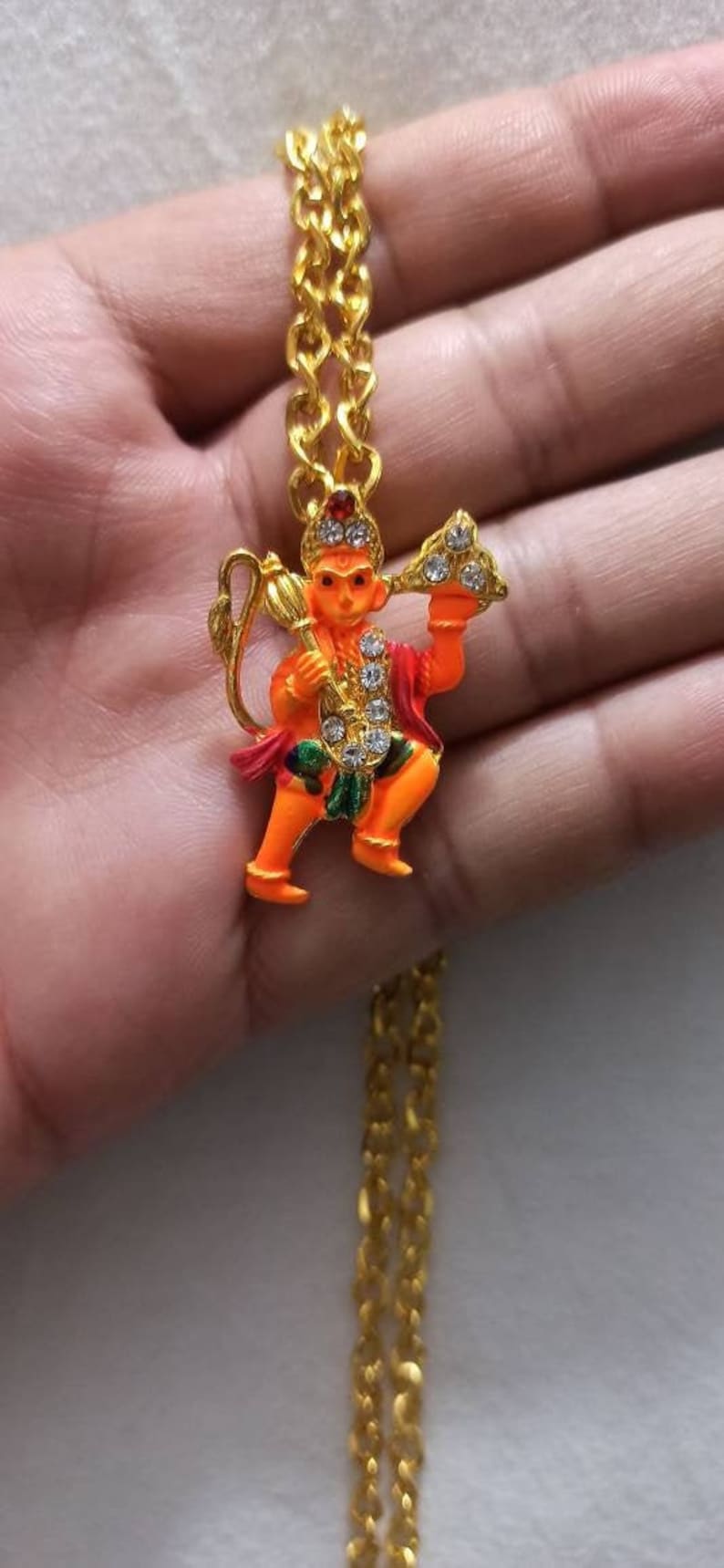 Lord Hanuman Necklace Veer Hanuman Pendant With Chain Brass | Etsy