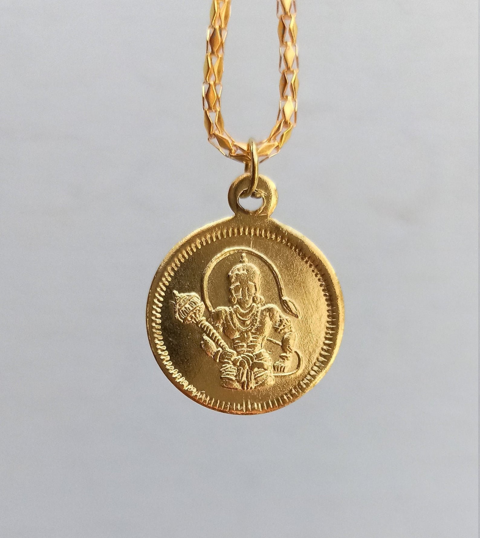 Lord Hanuman Pendant Hindu God Hanuman Golden Locket India | Etsy