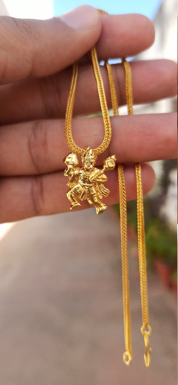 Lord Hanuman Pendant Hindu God Hanuman Golden Locket India | Etsy