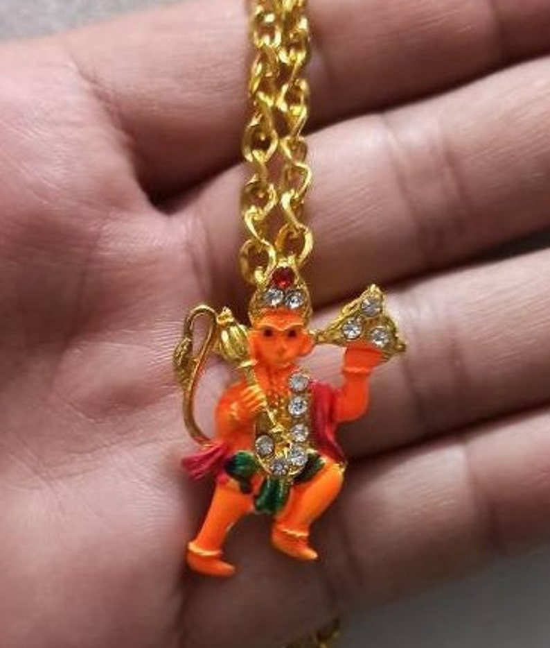 Lord Hanuman Necklace Veer Hanuman Pendant With Chain Brass - Etsy