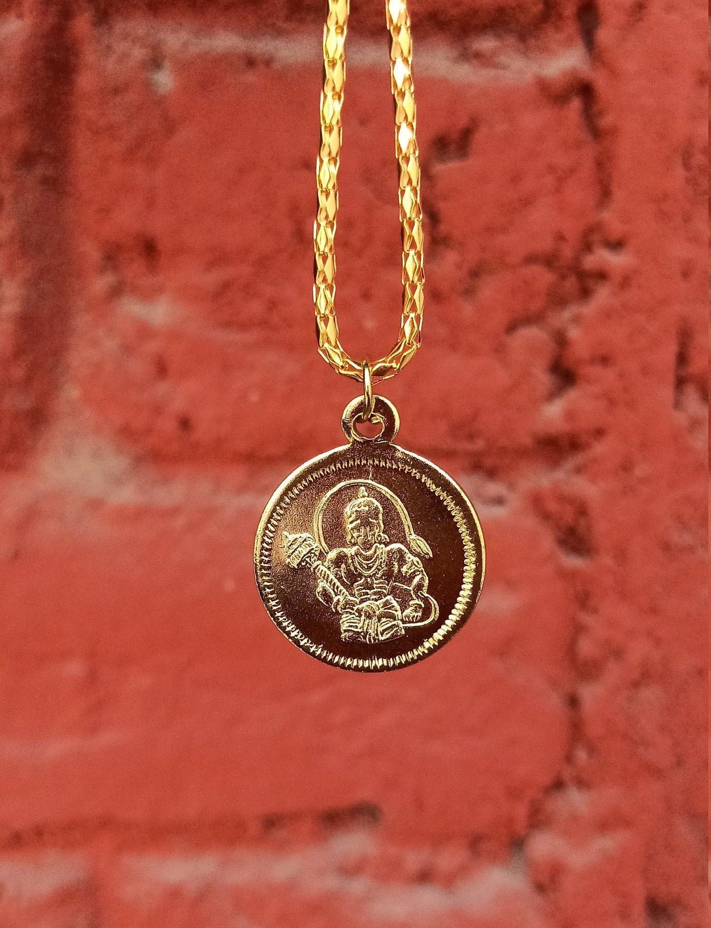 Lord Hanuman Pendant Hindu God Hanuman Golden Locket India | Etsy