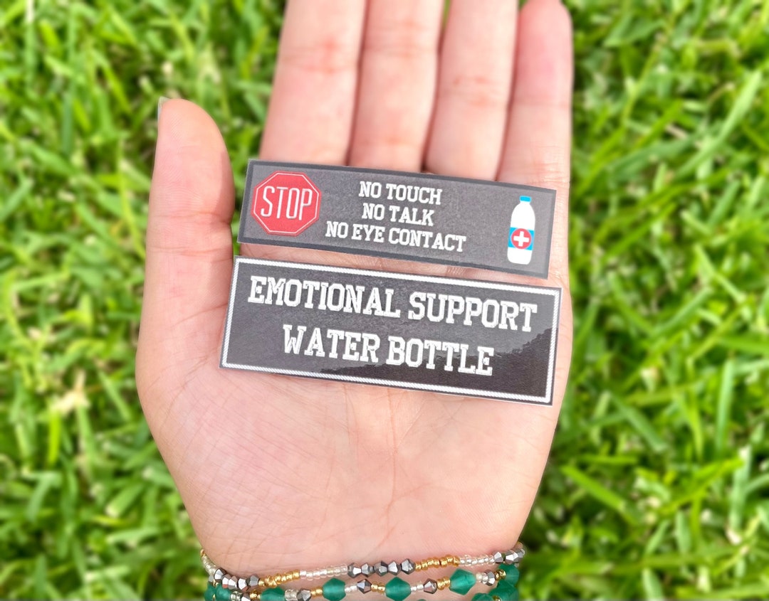 Emotional Support Water Bottle Stickers Funny Set of 2 Glossy Stickers ...