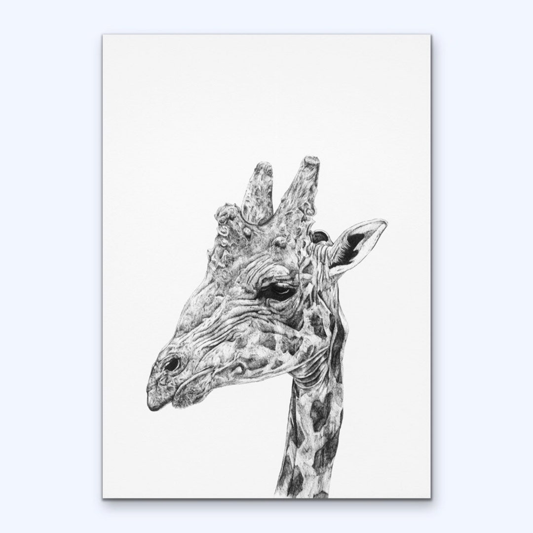 Giraffe Print - Black and White Print - Etsy UK