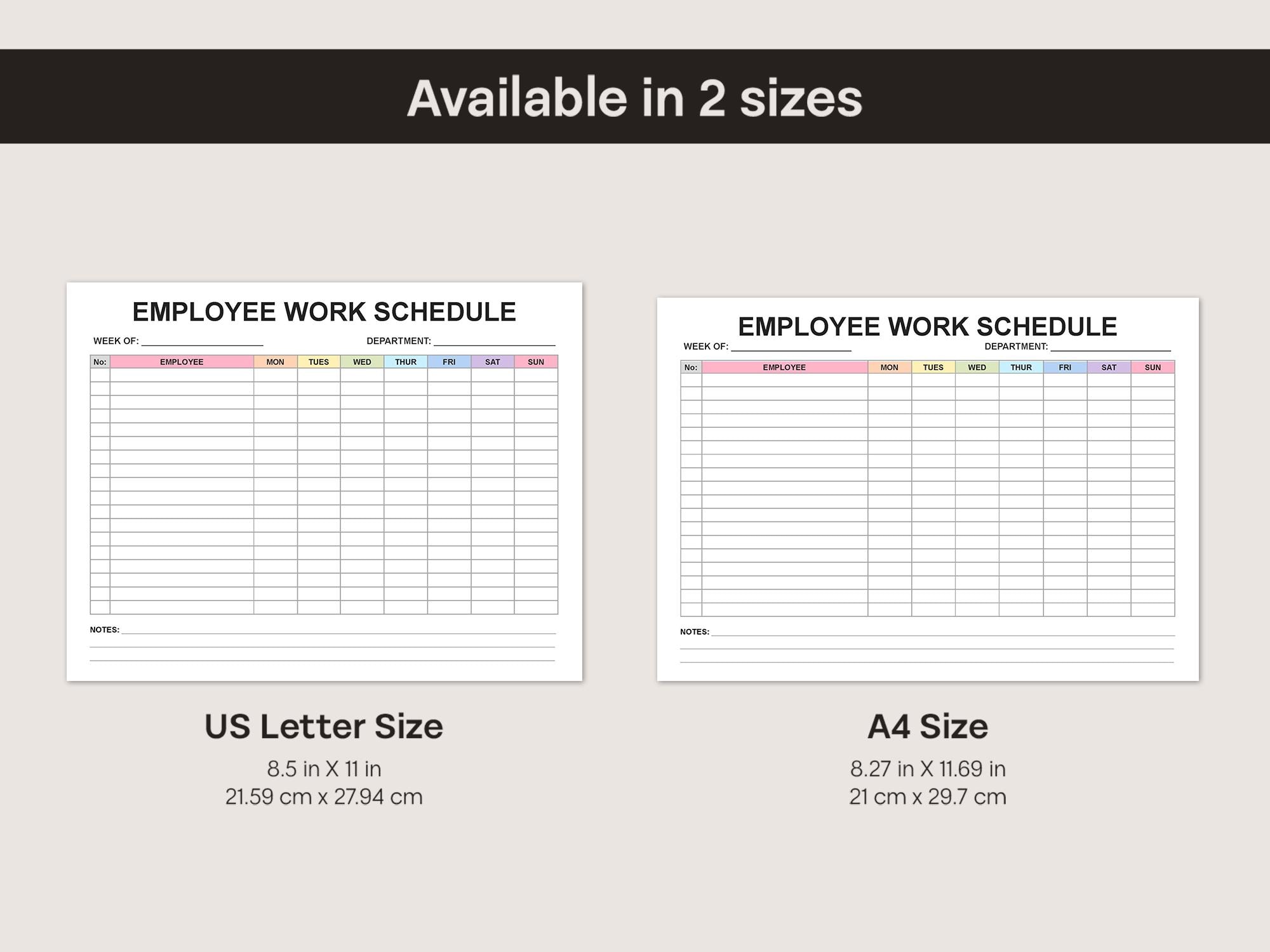 Employee Schedule Template: Weekly Time Sheet (PDF, Word, Google Docs ...