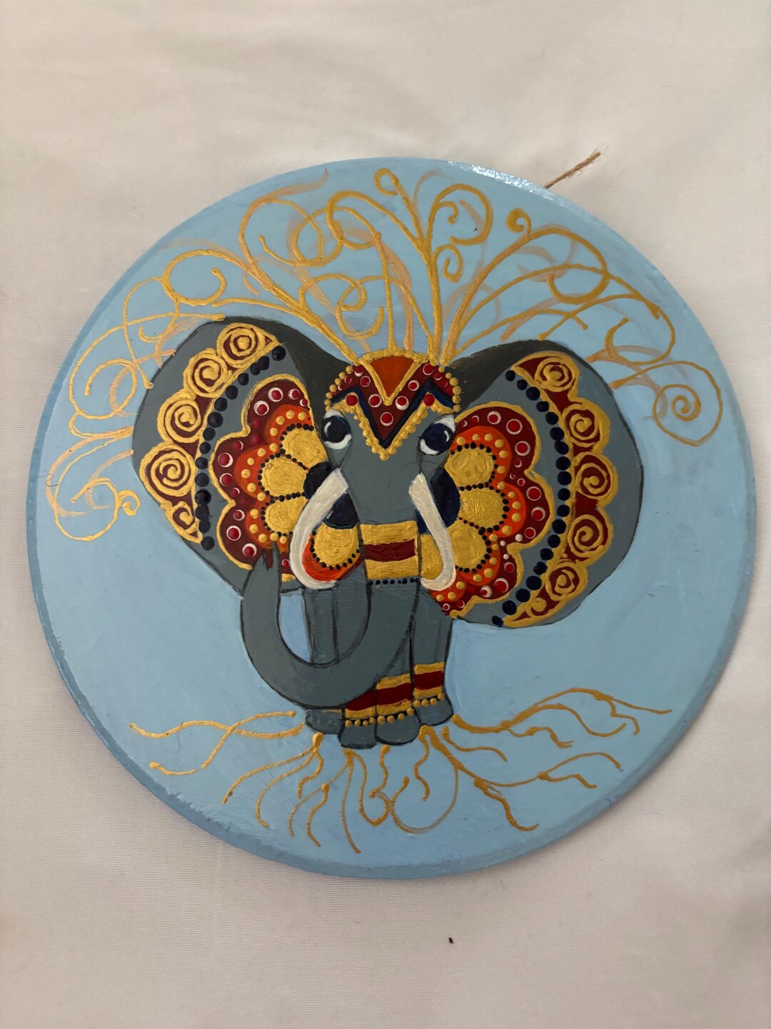 Elephant Mandalas 1, Blue Background With Gold Tree Surrounding the ...