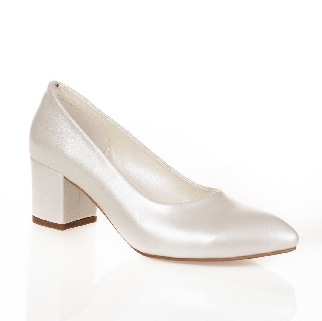 WEDDING SHOES, Bridal Block Heels, Bride Low Heels, Bridal Shoes ...