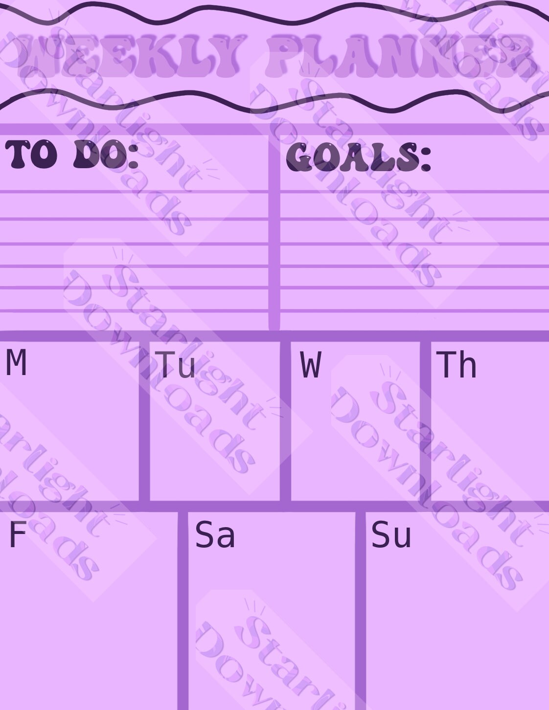 Purple Digital Planner Printable Weekly Planner Cute - Etsy