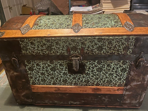 Antique Hump Back/camel Back Steamer Trunk Stamped Metal & | Etsy