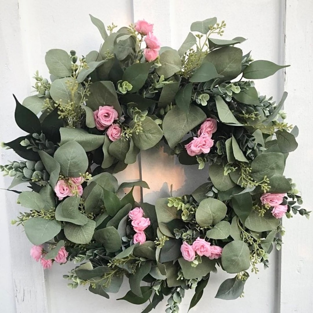Spring Greenery Wreath, Fauxfloral Wreath, Summer Wreath, Seasonal ...