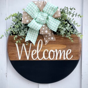 Front Door Wreath, Wooden Welcome Sign, Wood Sign for Front Door ...
