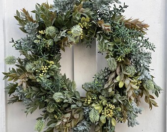 Mixed Greenery Wreath Year Round Summer Spring Wreath Large - Etsy