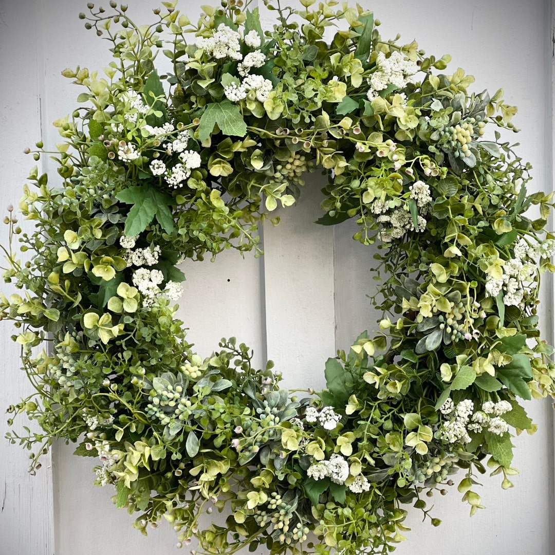 Mixed Greenery Wreath, Year Round, Summer Spring Wreath, Large Wreath ...