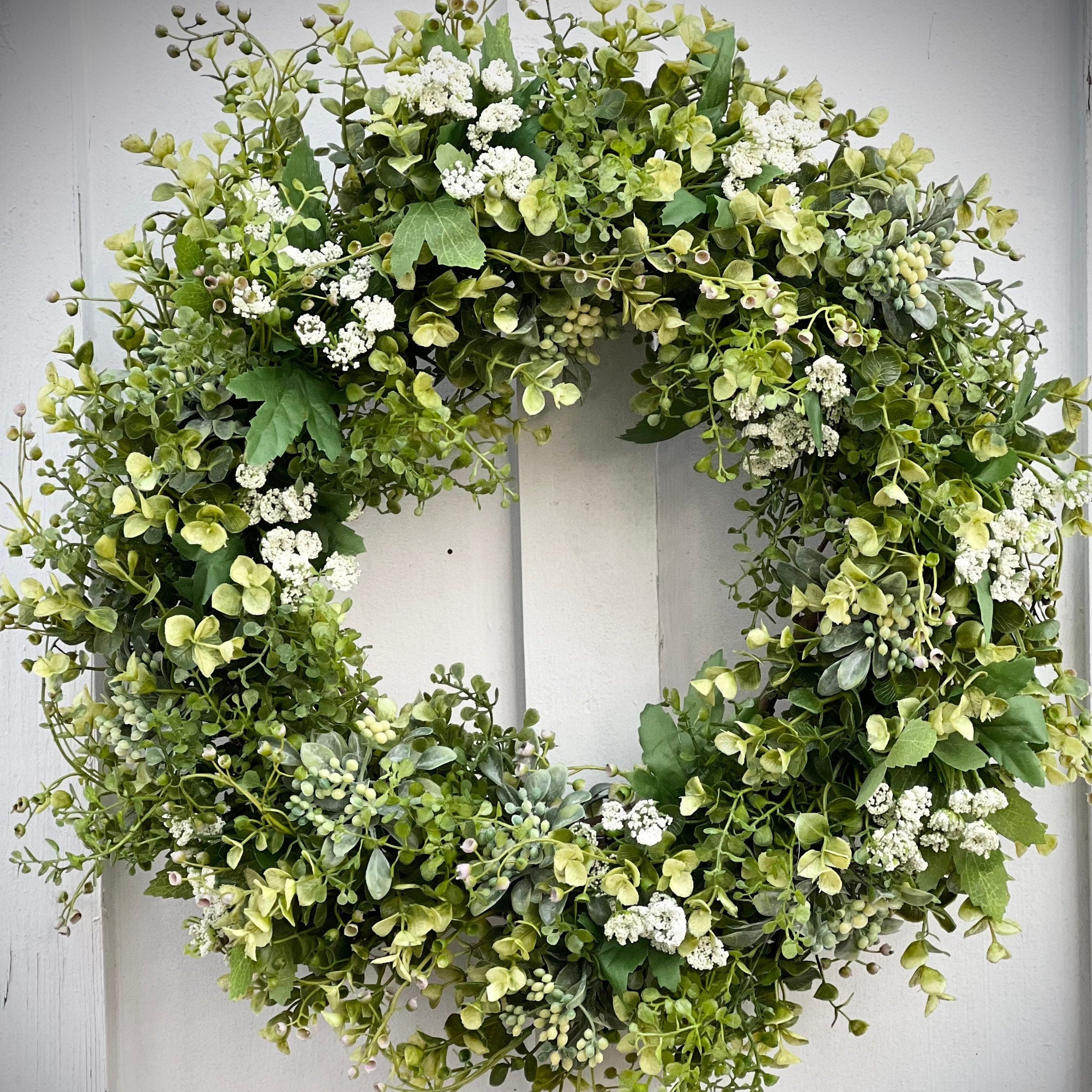 Mixed Greenery Wreath, Year Round, Summer Spring Wreath, Large Wreath ...