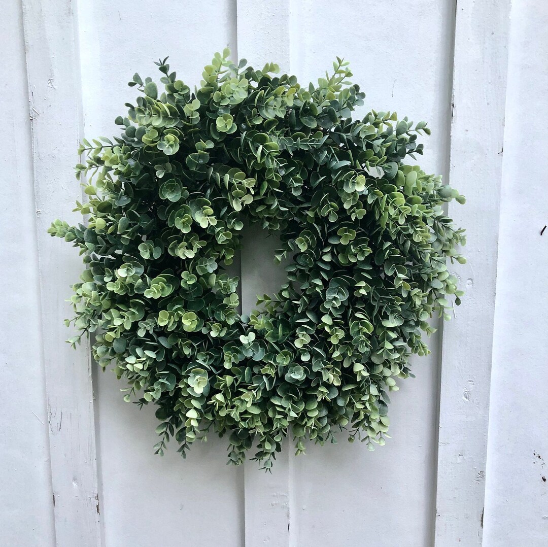 Year Round Wreath Greenery Wreath Eucalyptus Wreath Solid Green Door ...