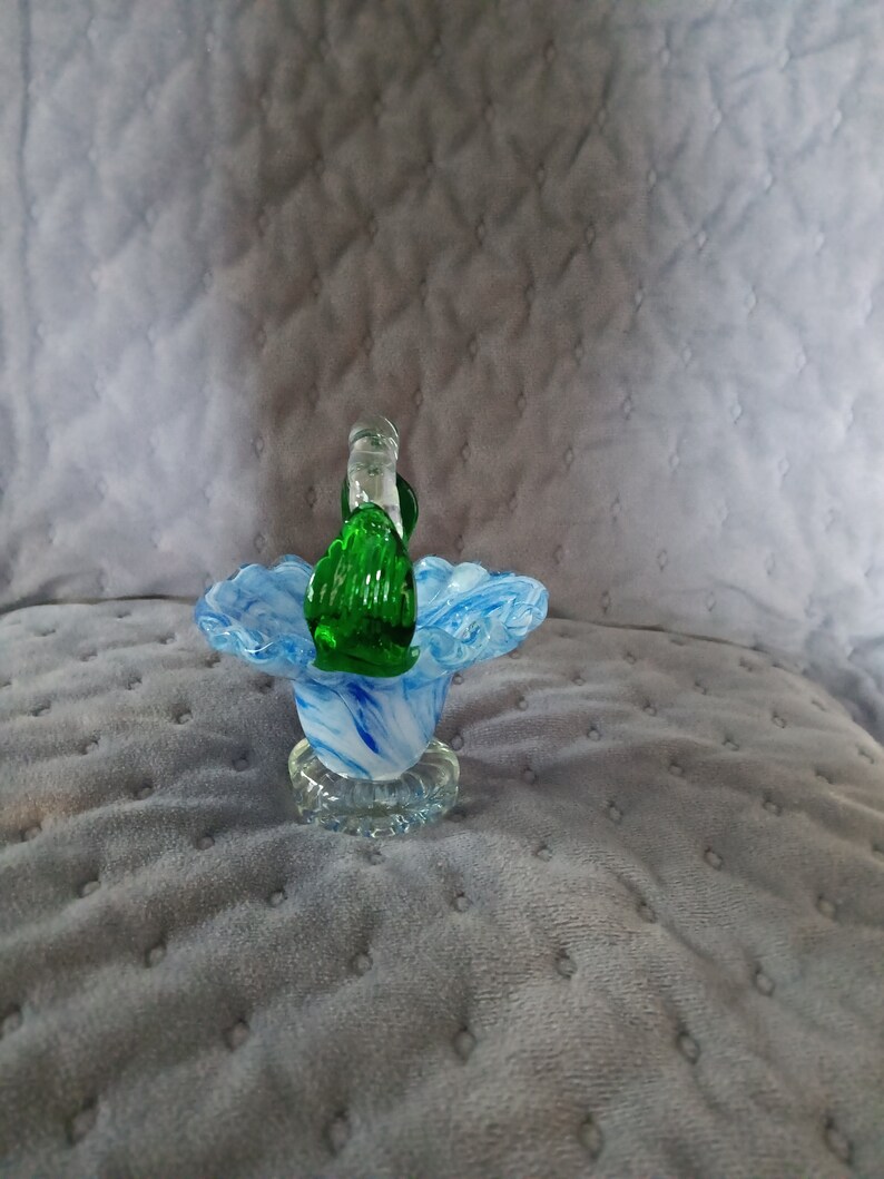 Vintage Blown Glass Basket - Etsy