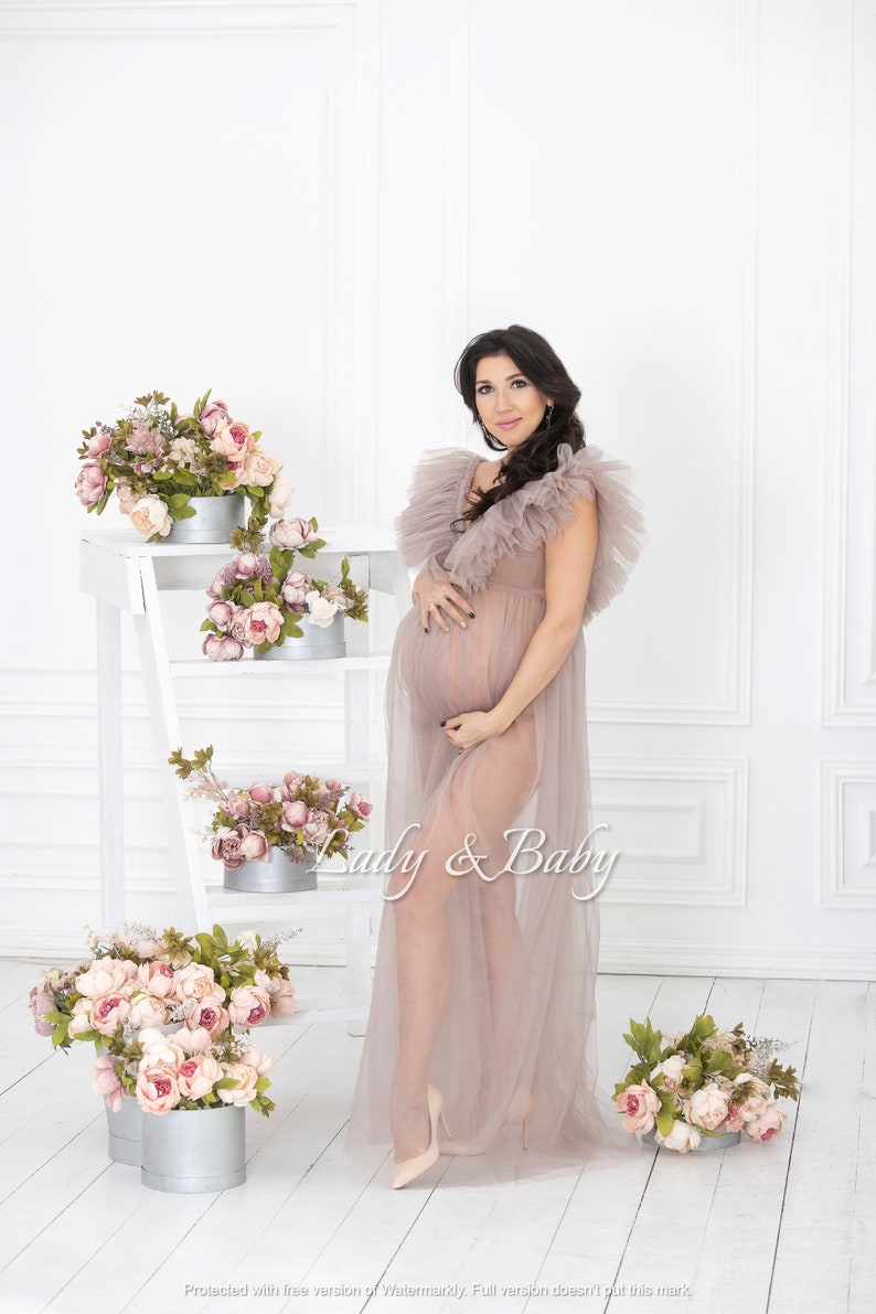 Maternity Dress Photo Shoots Tulle Nude Cappuccino Etsy