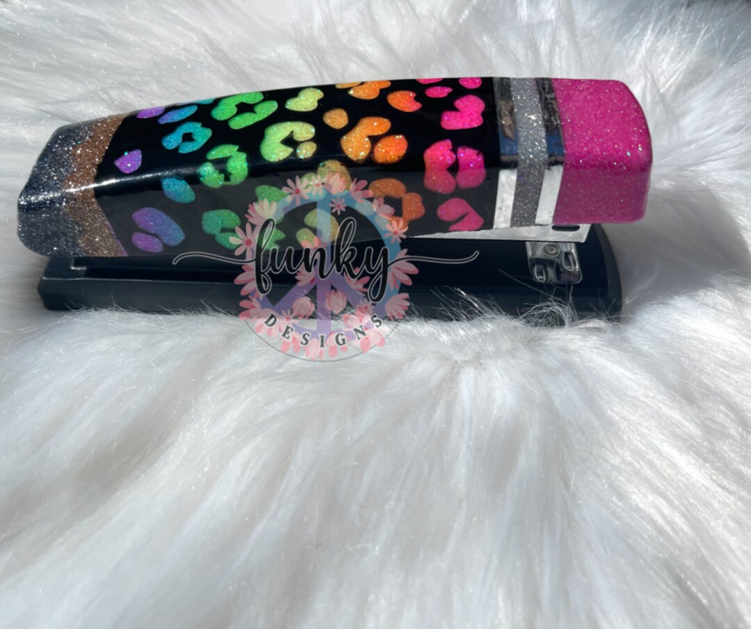 Rainbow Cheetah Print Stapler Glitter Stapler Teacher Gifts ...