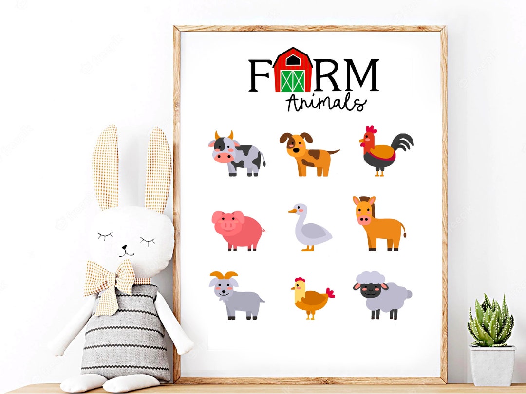Educational Farm Animal Poster, Playroom, Nursery, Classroom ...