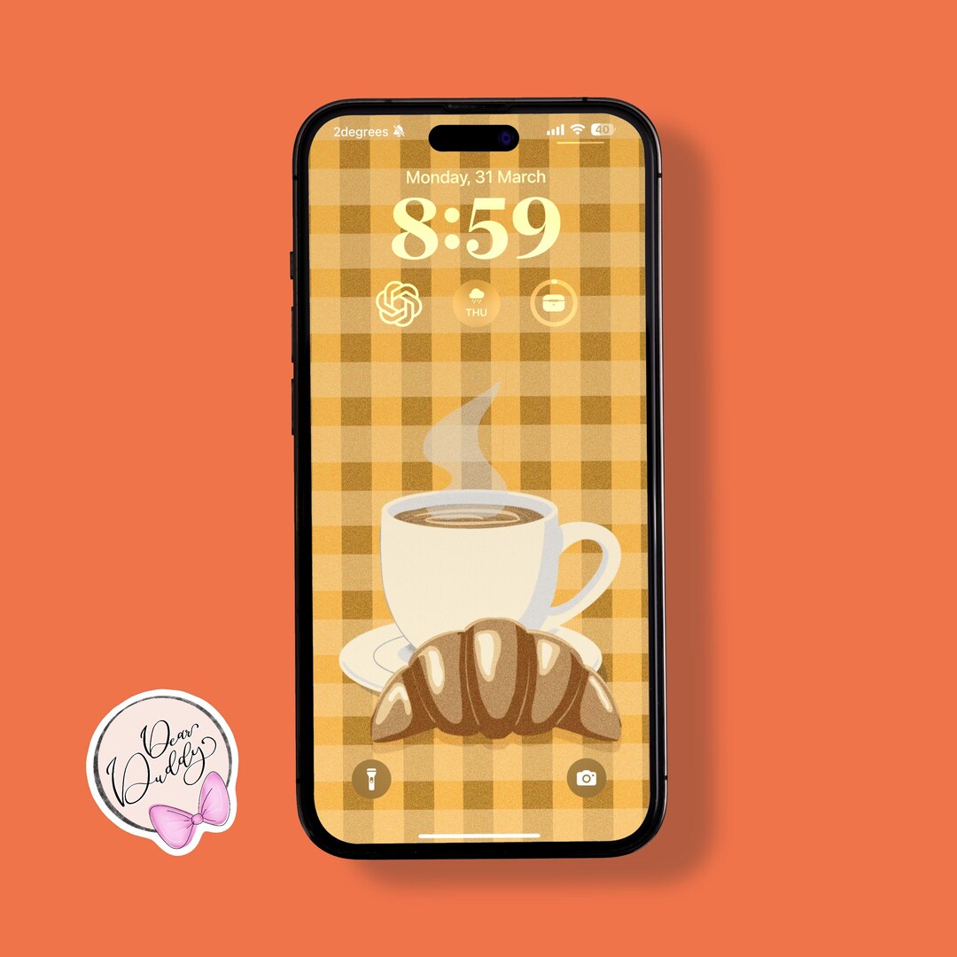Coffee & Croissant | Phone Wallpaper | 6.5” to 6.7” Screen - Etsy