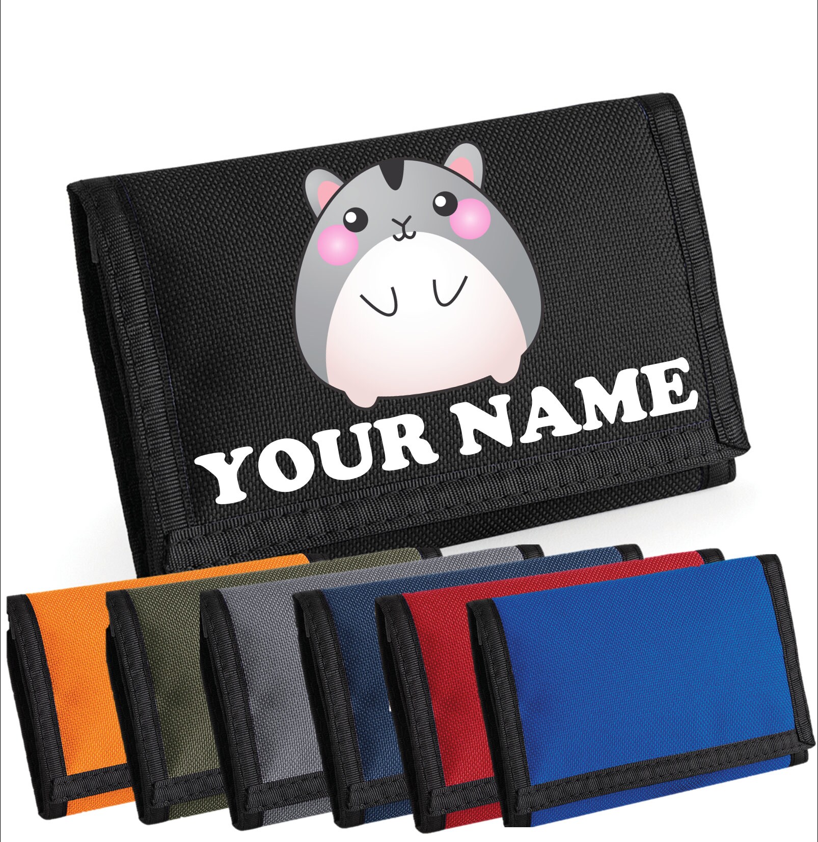 Personalised Grey Hamster Kawaii Wallet/purse - Add Your Name, Custom ...